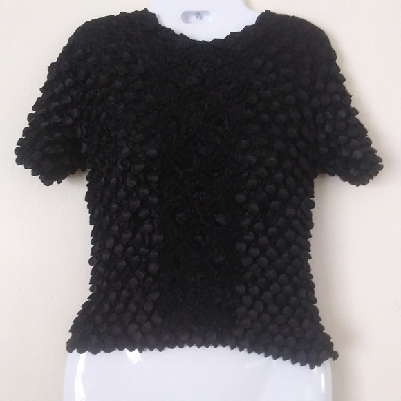 Vintage | Tops | Bubble Popcorn Top Black Shortsleeve One Size Fits ...